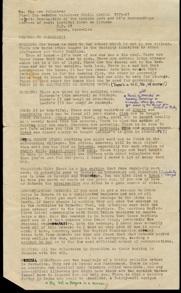 “To The New Volunteer:” Helpful Letters in a New Place | Peace Corps ...